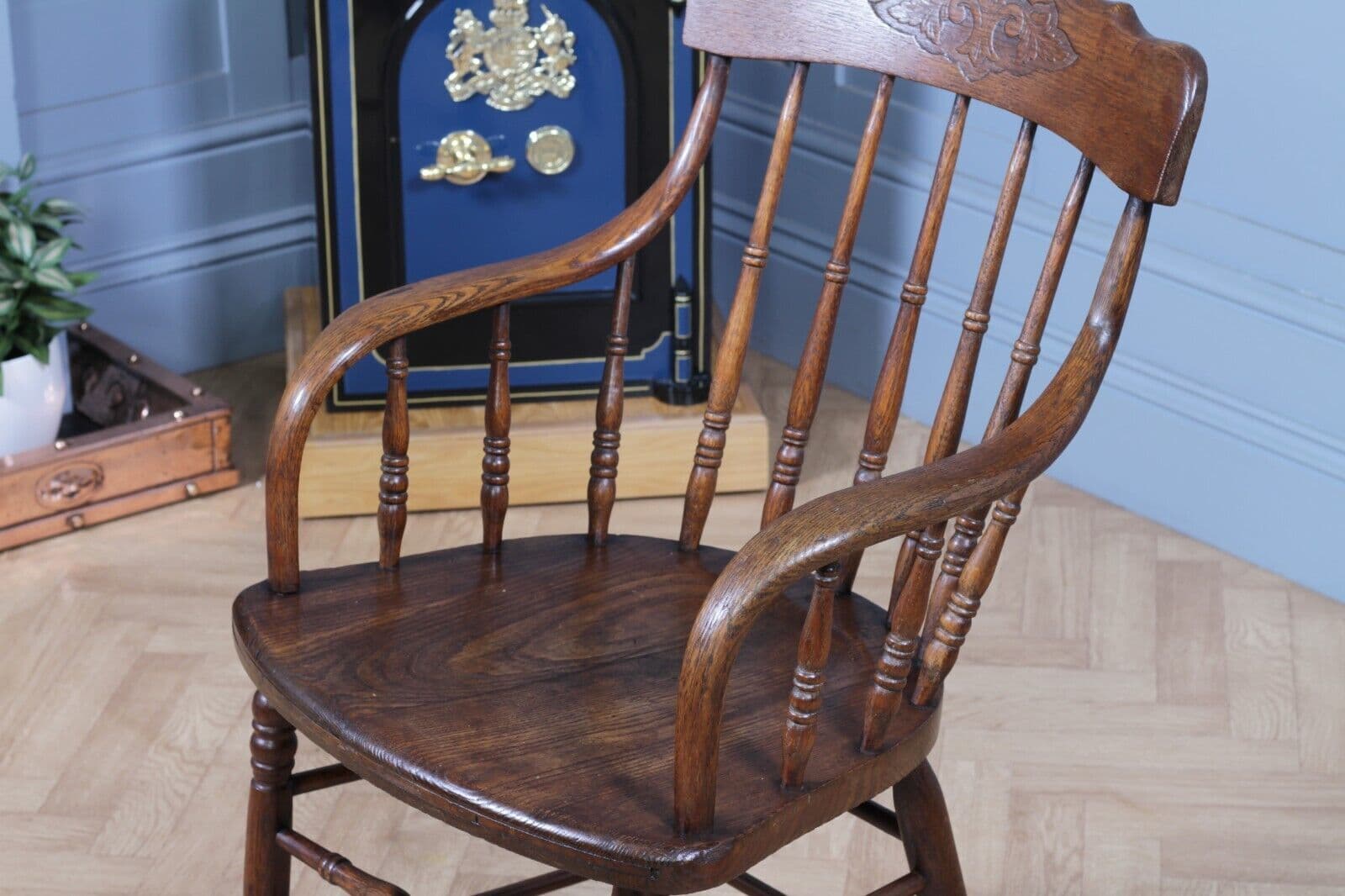 Antique American Oak Bentwood Spindle Back Office Desk Armchair Elbow ...