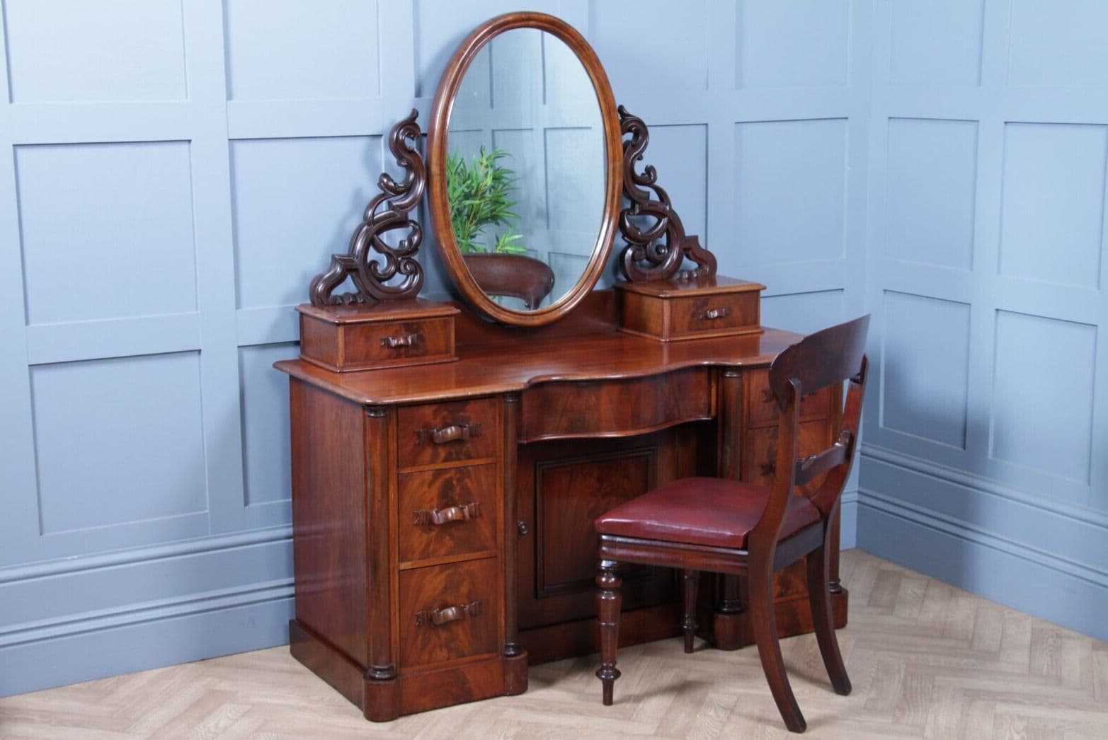 Antique Large Victorian Flame Mahogany Carved Duchess Dressing Table ...