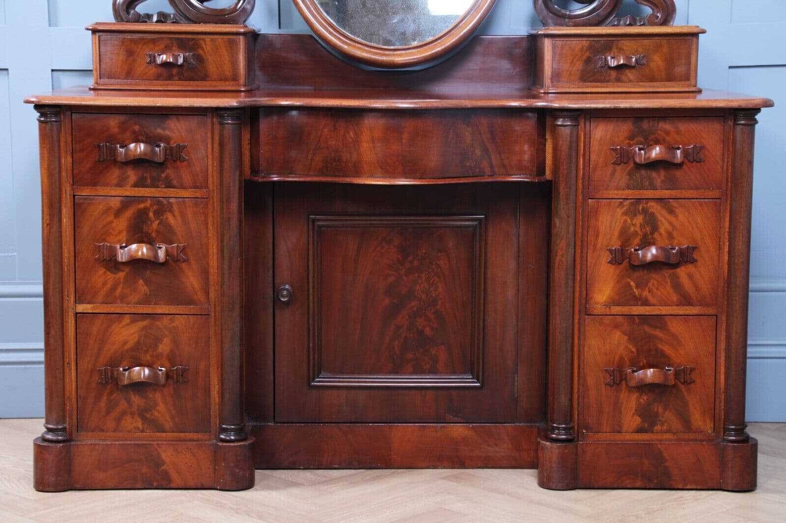 Antique Large Victorian Flame Mahogany Carved Duchess Dressing Table ...