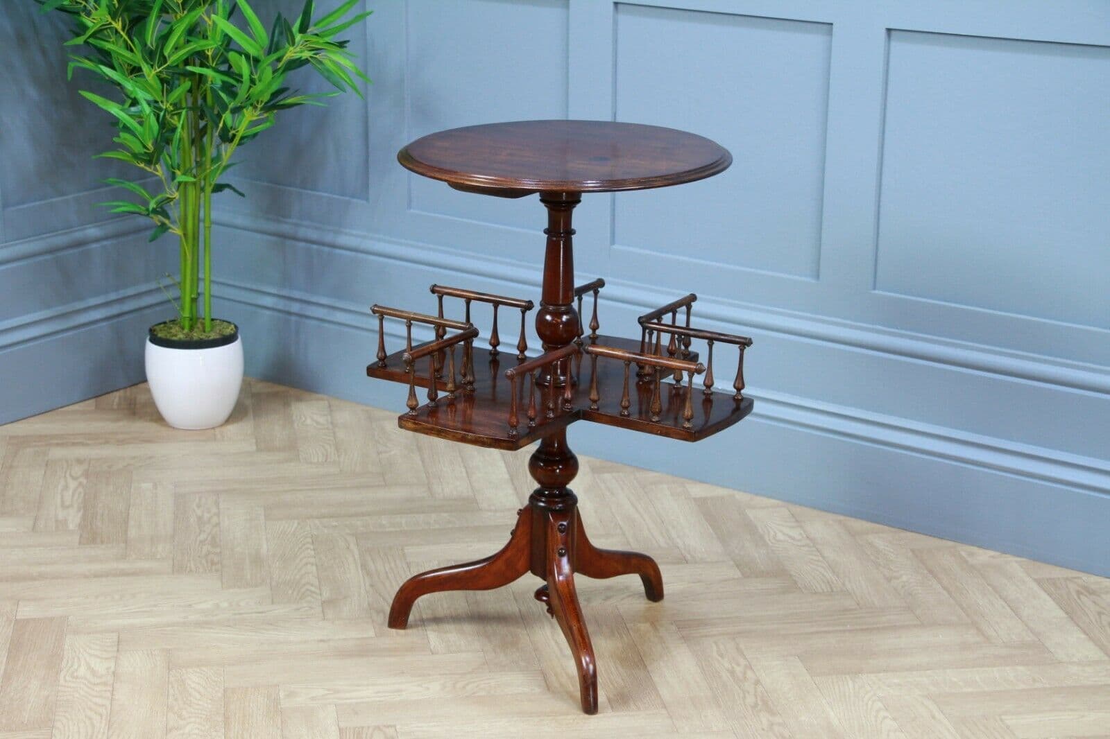 Antique Late Victorian Edwardian Revolving book table Lazy Waiter ...