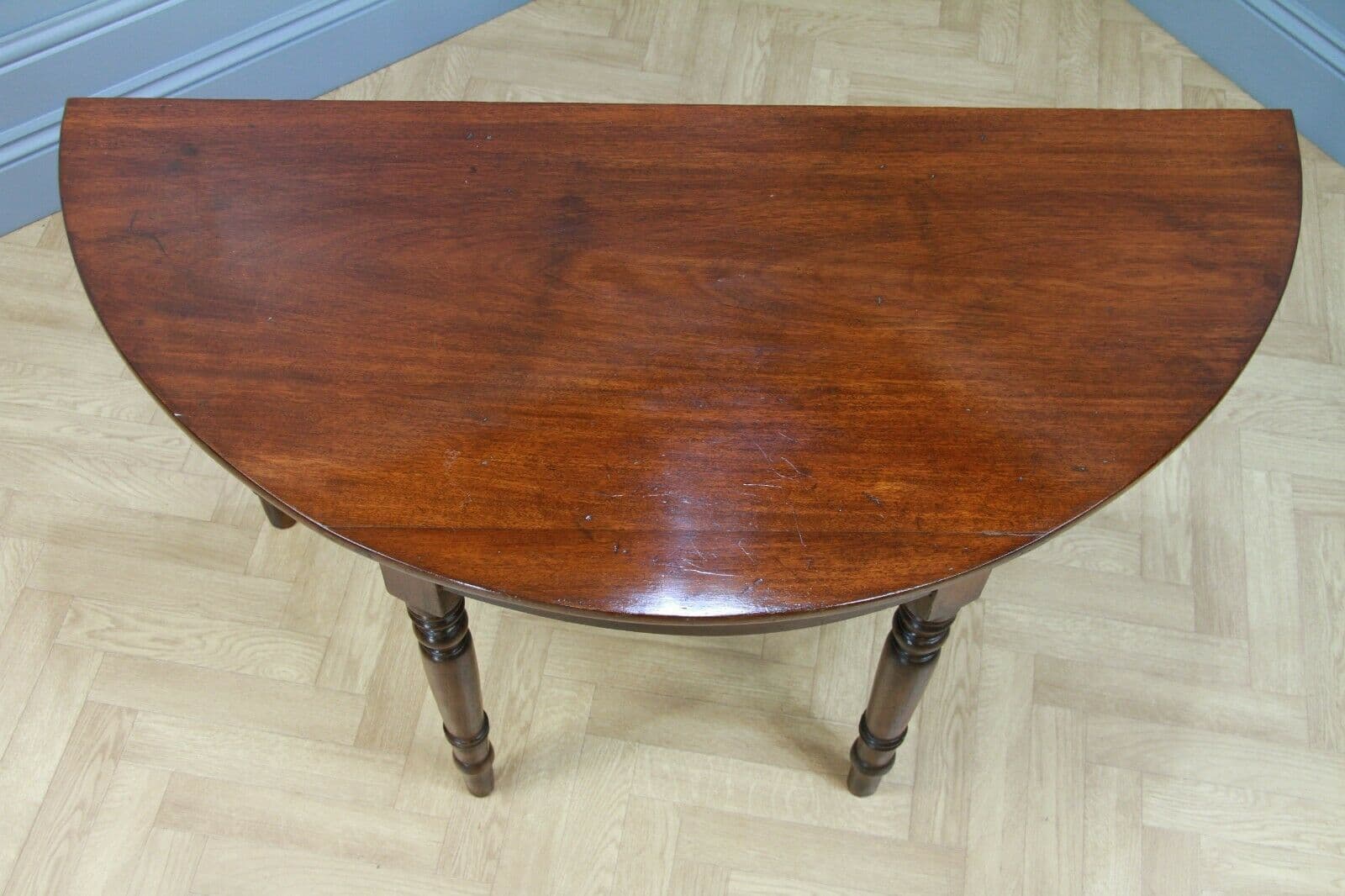 Antique Original Early Victorian Mahogany Demi Lune Side Hall Lamp ...