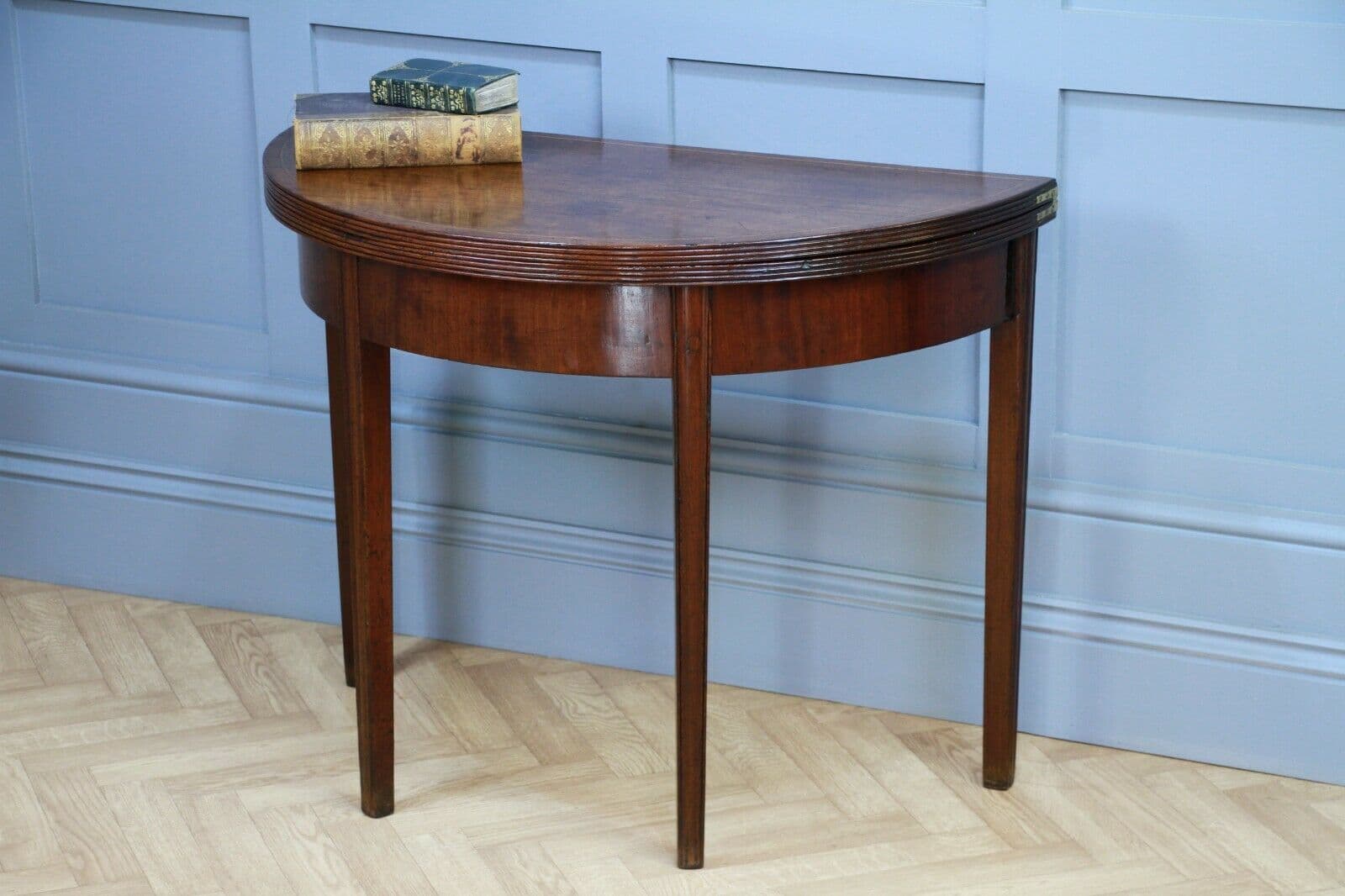 Antique Original Georgian Regency Mahogany Inlaid Demi Lune Fold Over ...