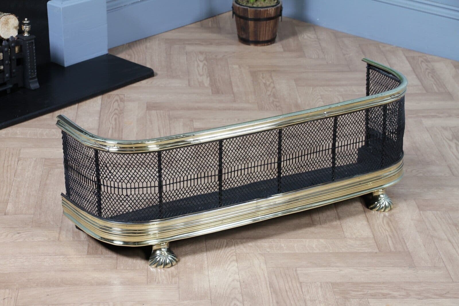 Antique Original Late Georgian Victorian Polished Brass & Iron Fire ...
