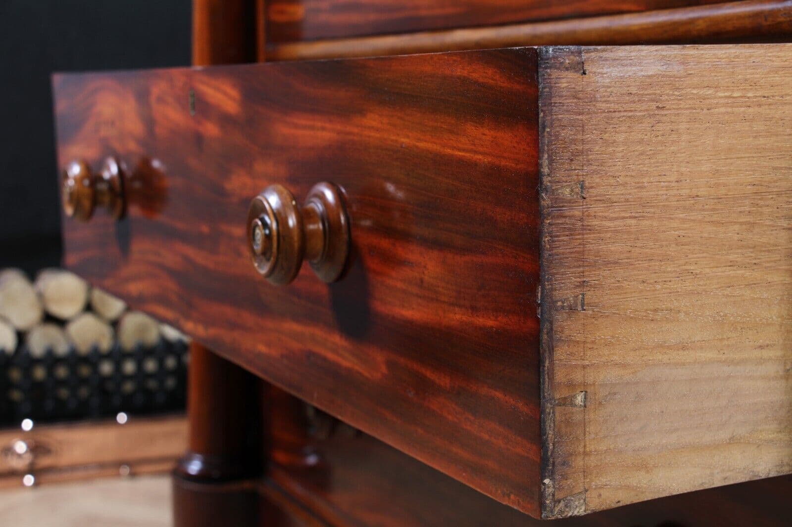 Antique Original Victorian Fiddle Back Mahogany Tall Scottish Chest of ...