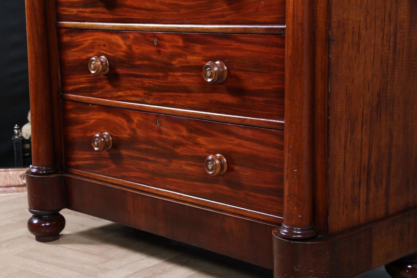 Antique Original Victorian Fiddle Back Mahogany Tall Scottish Chest of ...