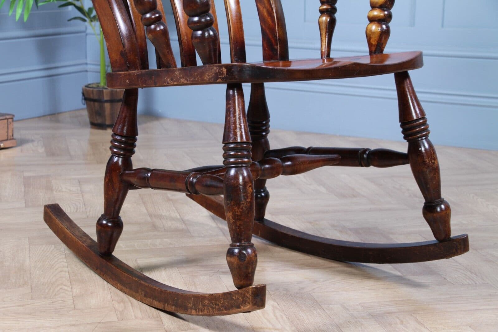 Antique Original Victorian Lath Slat Back Fireside Rocking Chair C1880