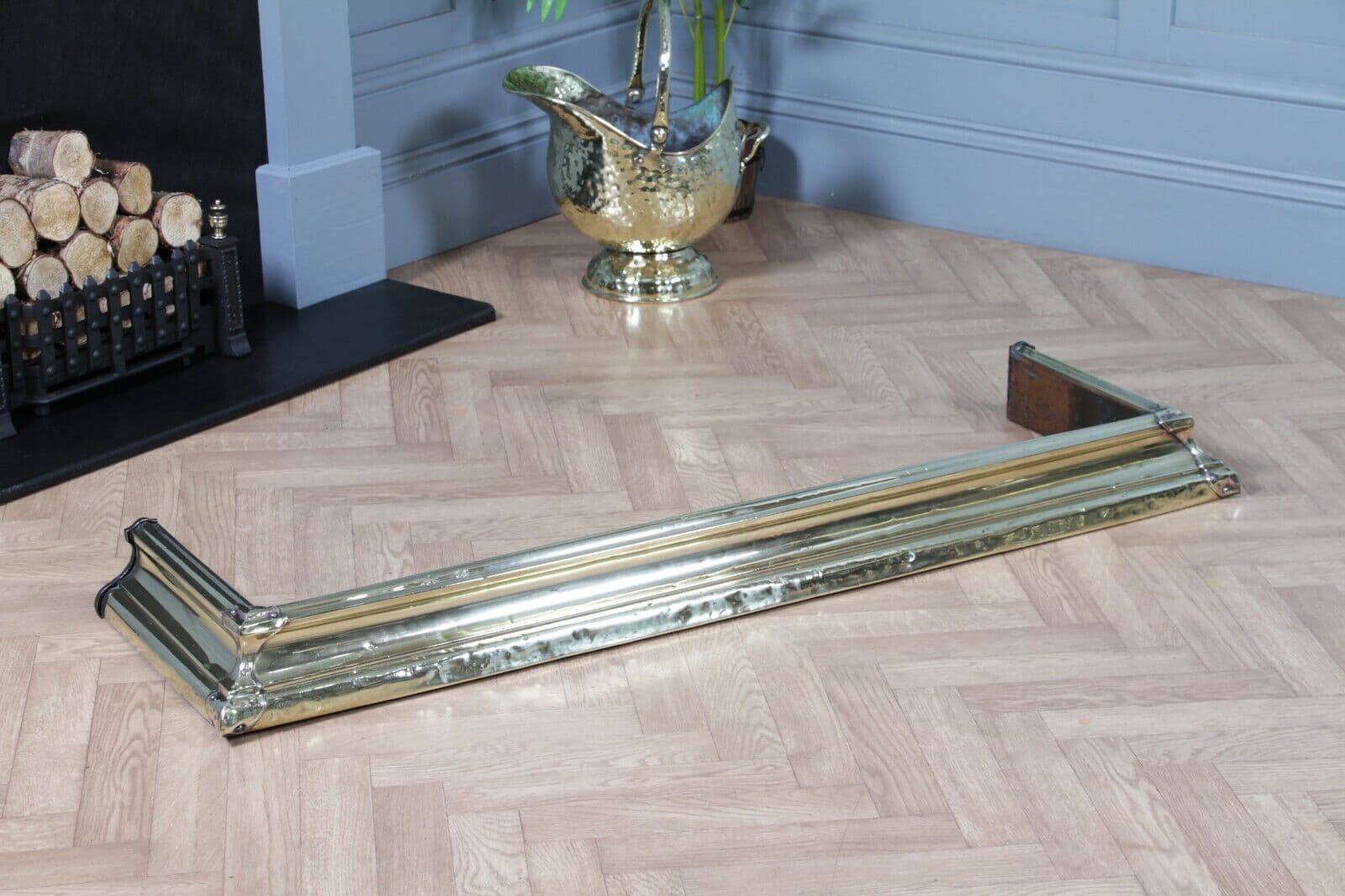 Antique Original Victorian Polished Brass Moulded Fire Place Hearth ...