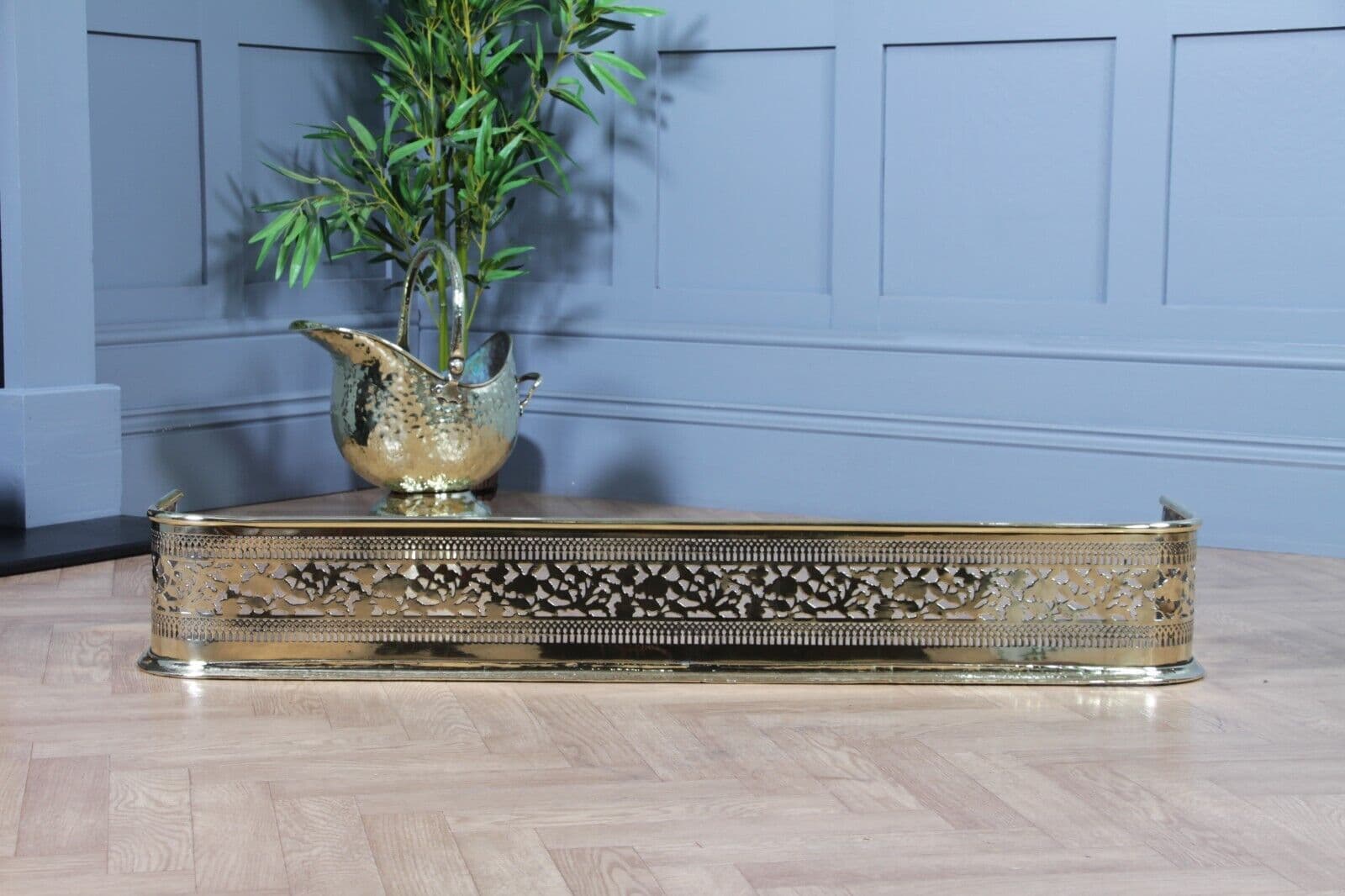Antique Original Victorian Polished Brass Pierced Fretwork Fire Place ...
