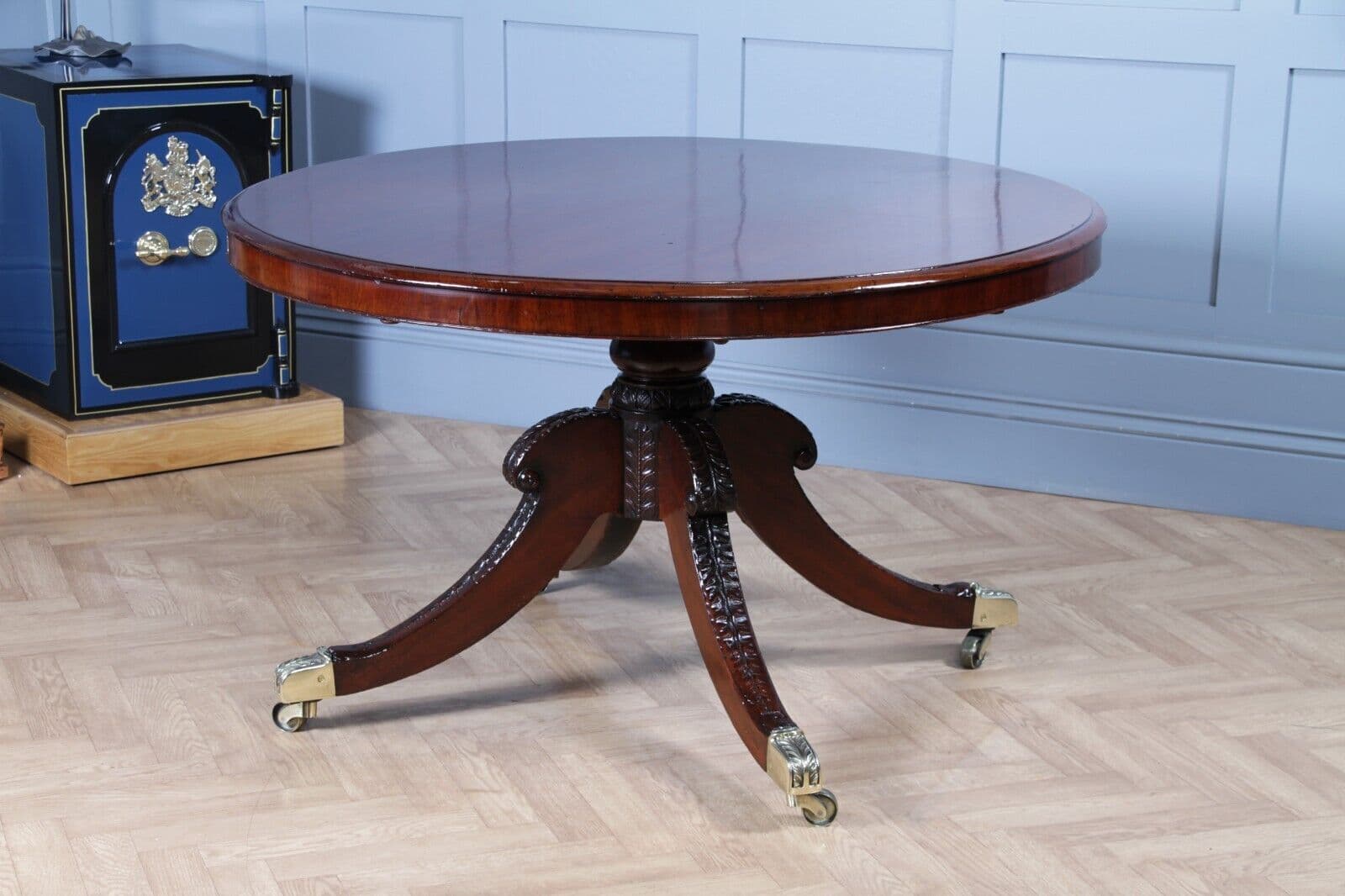 Antique Regency Solid Mahogany Grand Tilt Top Round Dining Table Fully ...