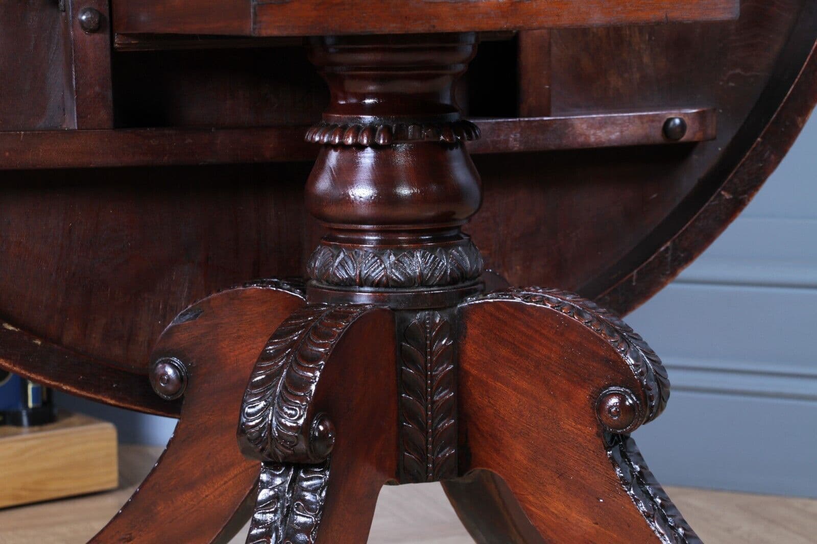 Antique Regency Solid Mahogany Grand Tilt Top Round Dining Table Fully ...