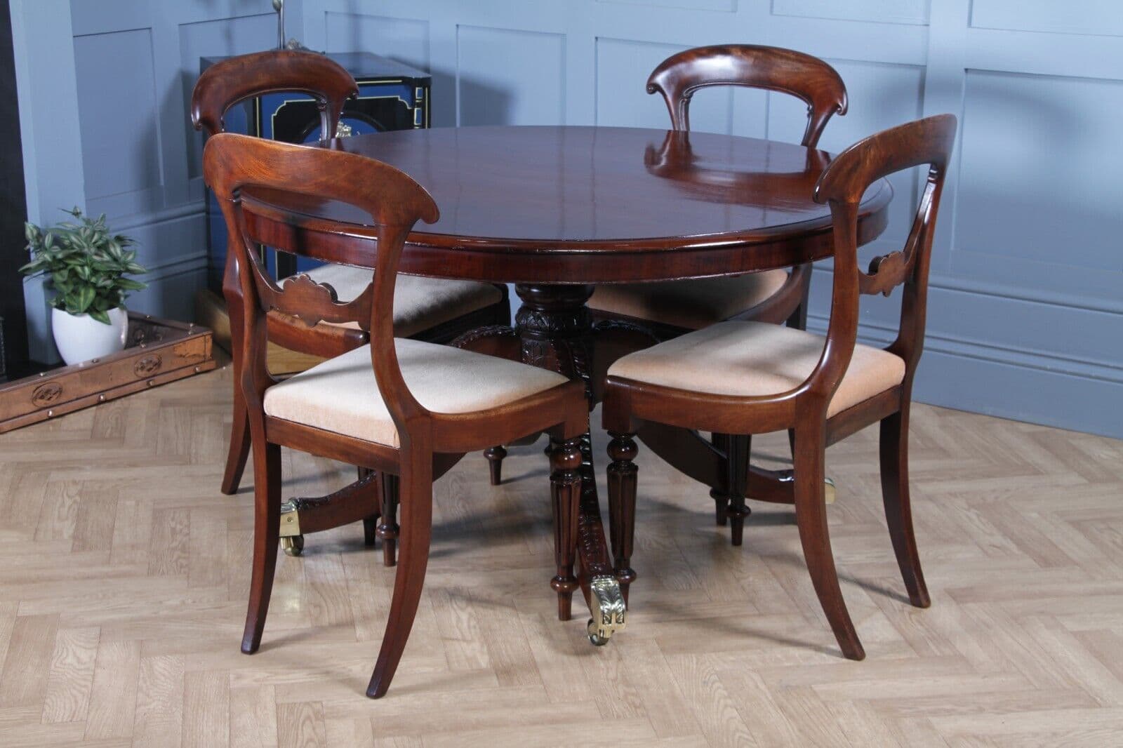 Antique Regency Solid Mahogany Grand Tilt Top Round Dining Table Fully ...