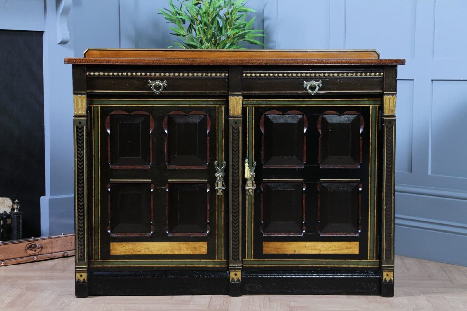 Antique Victorian Aesthetic Movement Walnut Ebonised Gilt & Painted ...