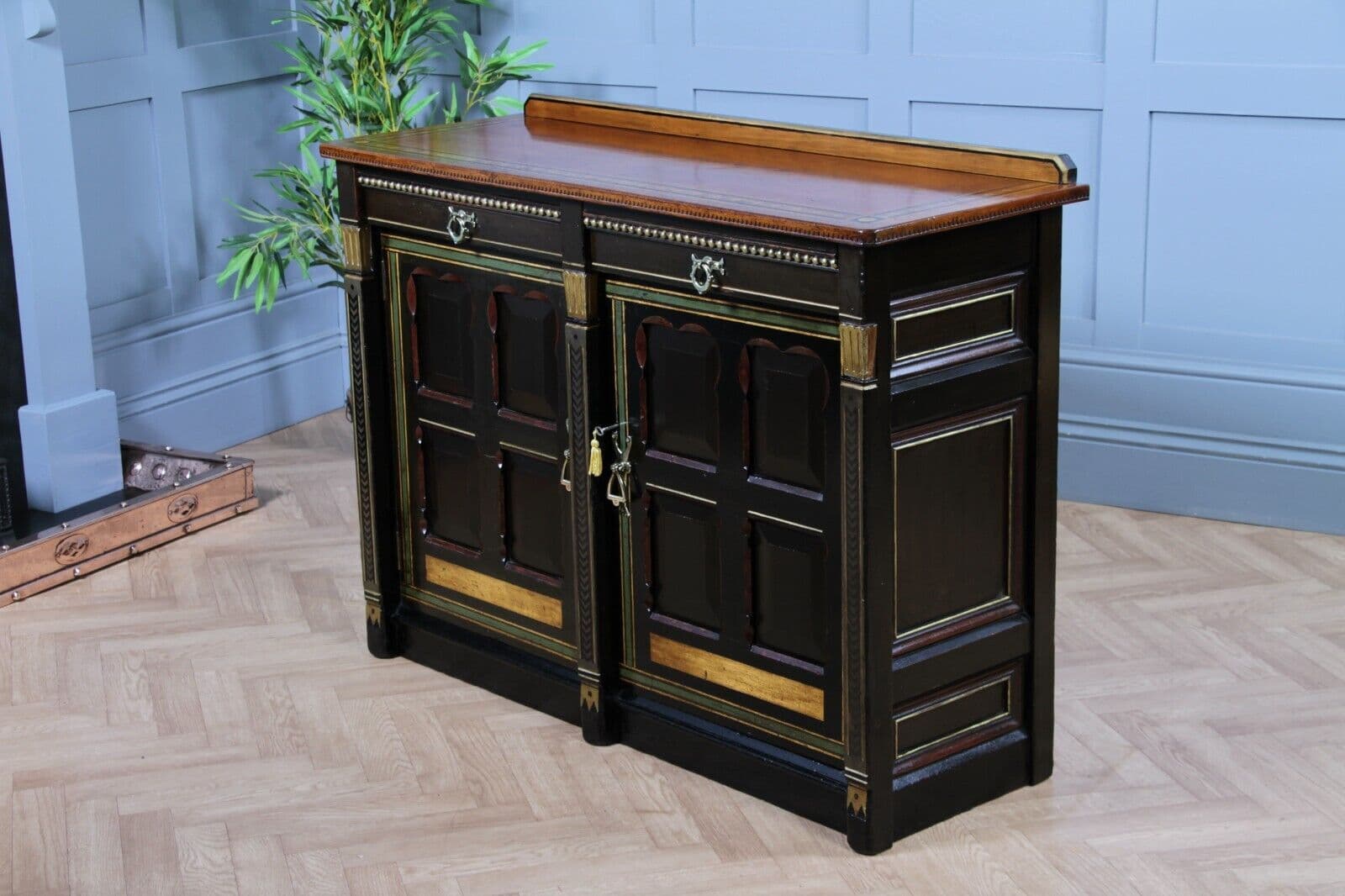 Antique Victorian Aesthetic Movement Walnut Ebonised Gilt & Painted ...