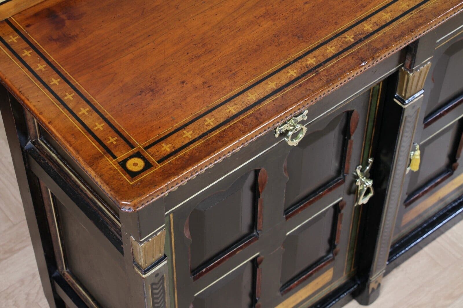 Antique Victorian Aesthetic Movement Walnut Ebonised Gilt & Painted ...