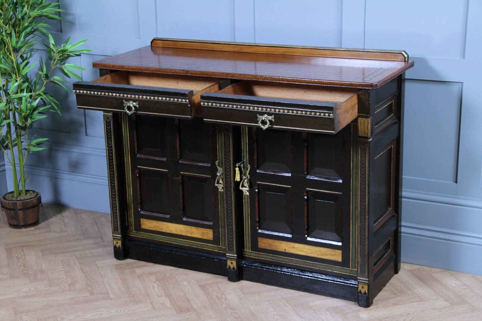 Antique Victorian Aesthetic Movement Walnut Ebonised Gilt & Painted ...