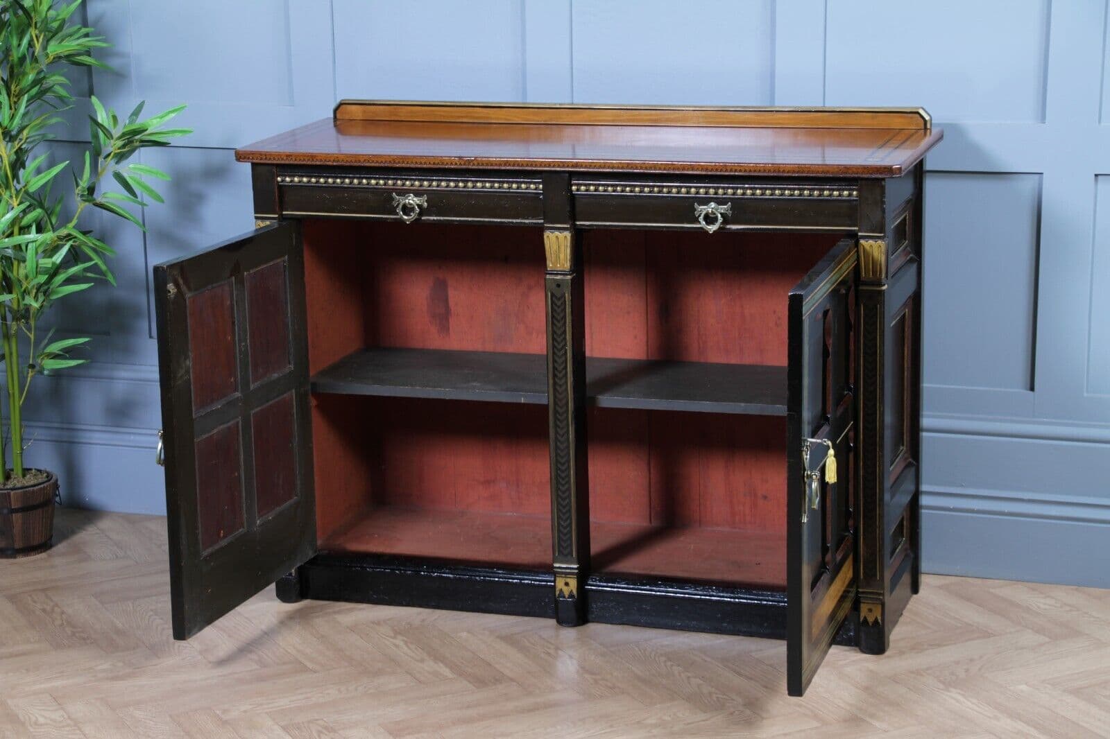 Antique Victorian Aesthetic Movement Walnut Ebonised Gilt & Painted ...