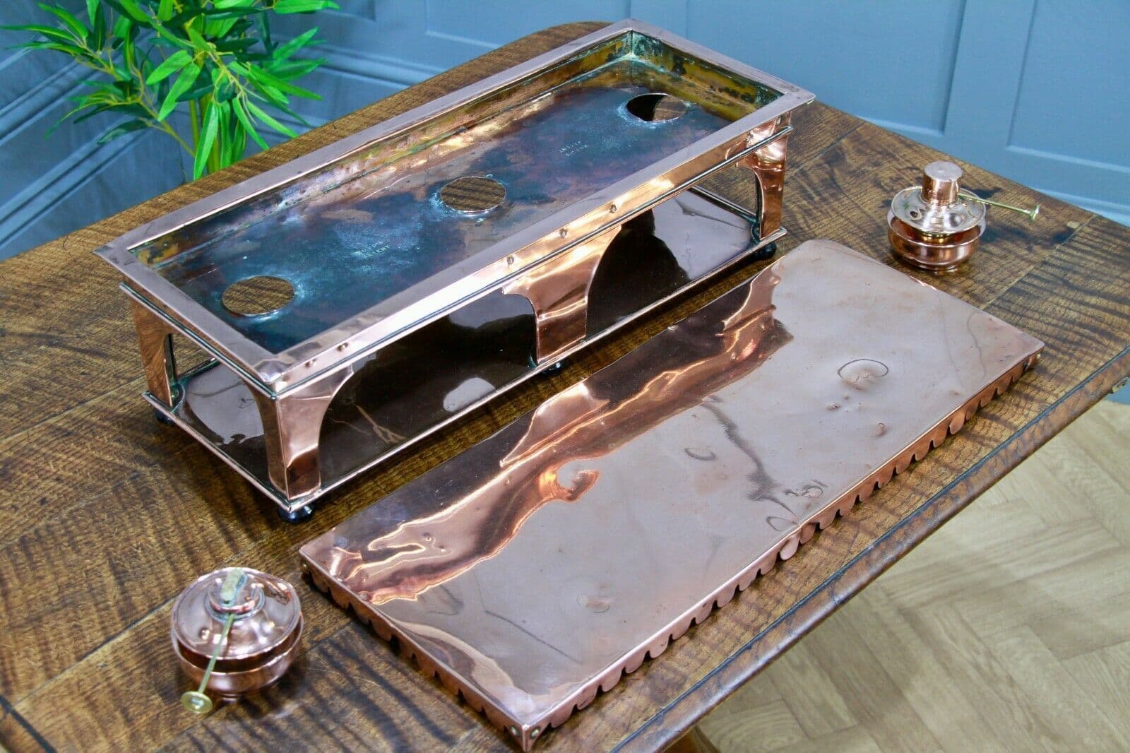 Antique Victorian Alex Boyd & Son Solid Copper Server Hot Plate Food Warmer