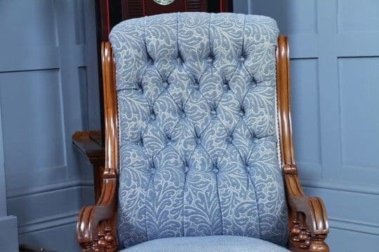 Antique Victorian Upholstered Buttoned Back Mahogany Lounge Fireside ...