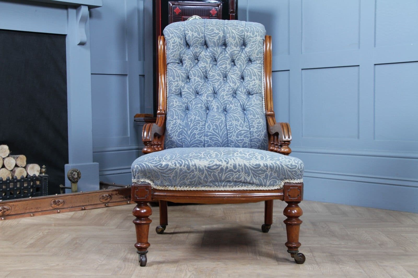 Antique Victorian Upholstered Buttoned Back Mahogany Lounge Fireside ...