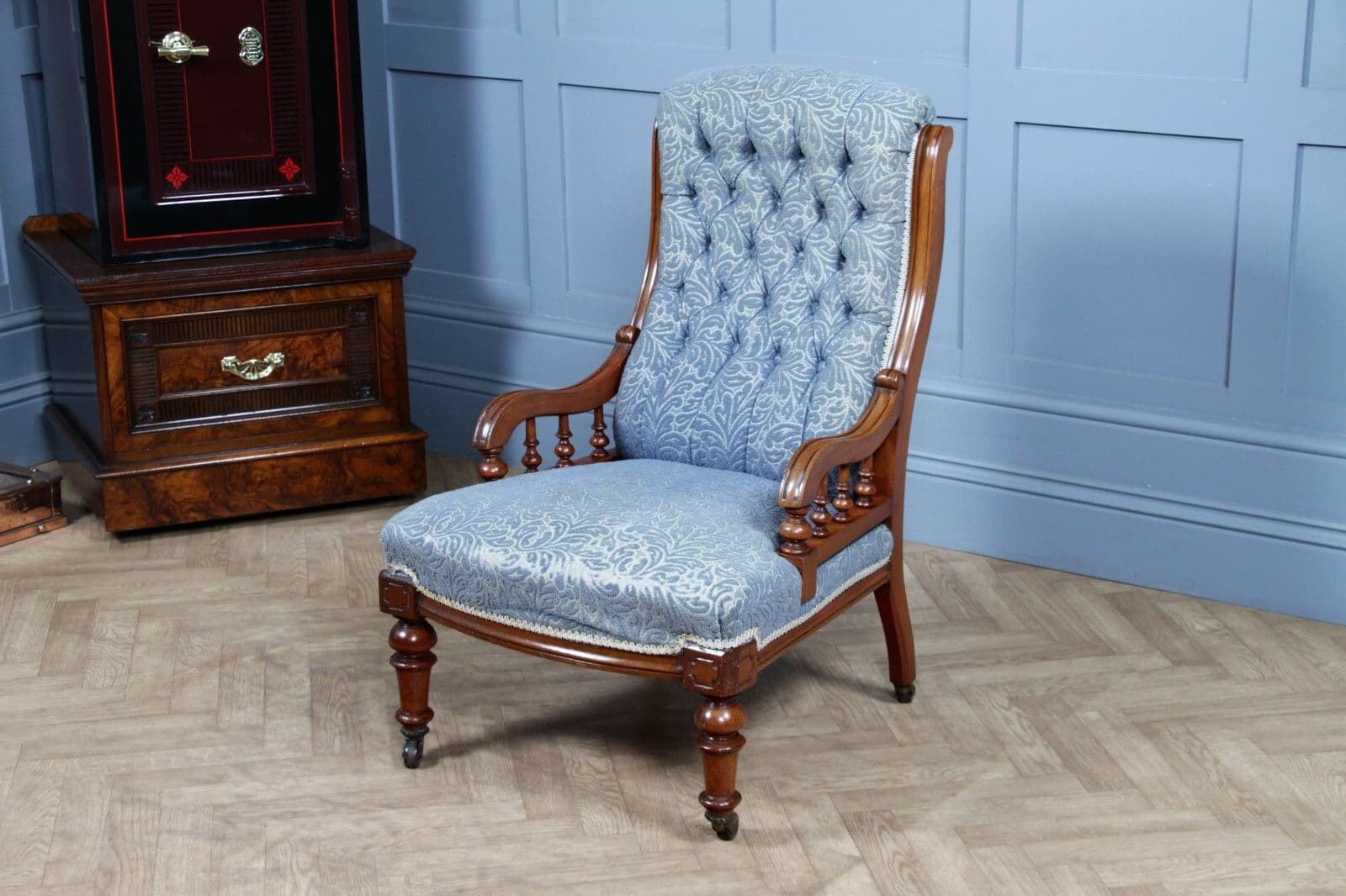 Antique Victorian Upholstered Buttoned Back Mahogany Lounge Fireside ...
