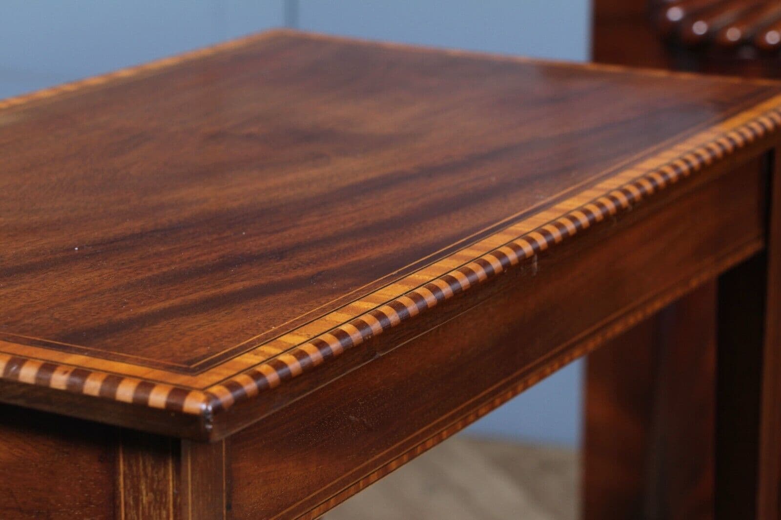 Edwardian Flame Mahogany Chequer edge Inlaid Hall Side Lamp Occasional ...