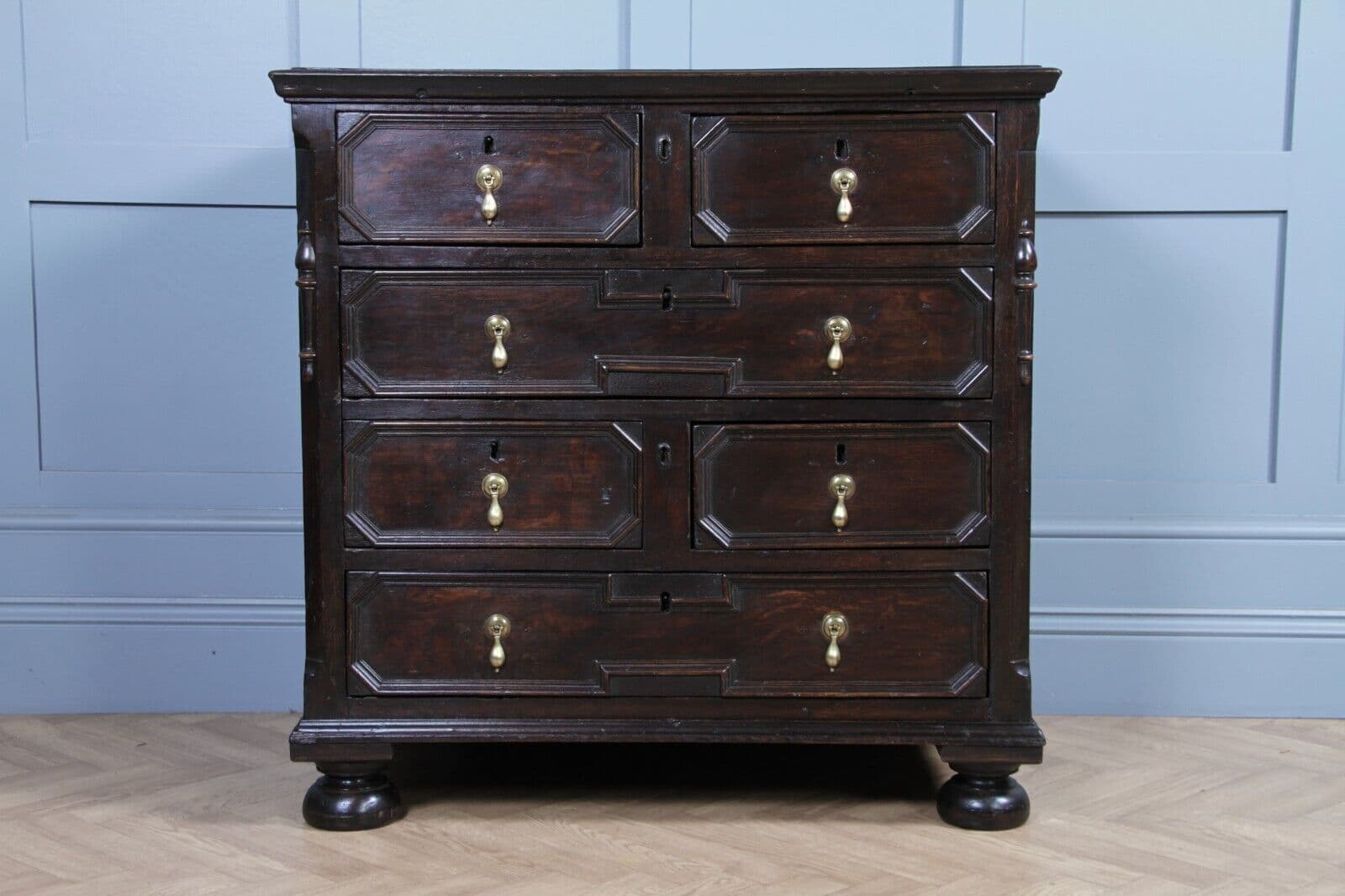 Original 17th Century Antique Jacobean Oak Chest of 6 Drawers Primitive ...