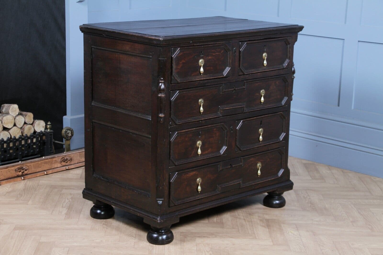 Original 17th Century Antique Jacobean Oak Chest of 6 Drawers Primitive ...