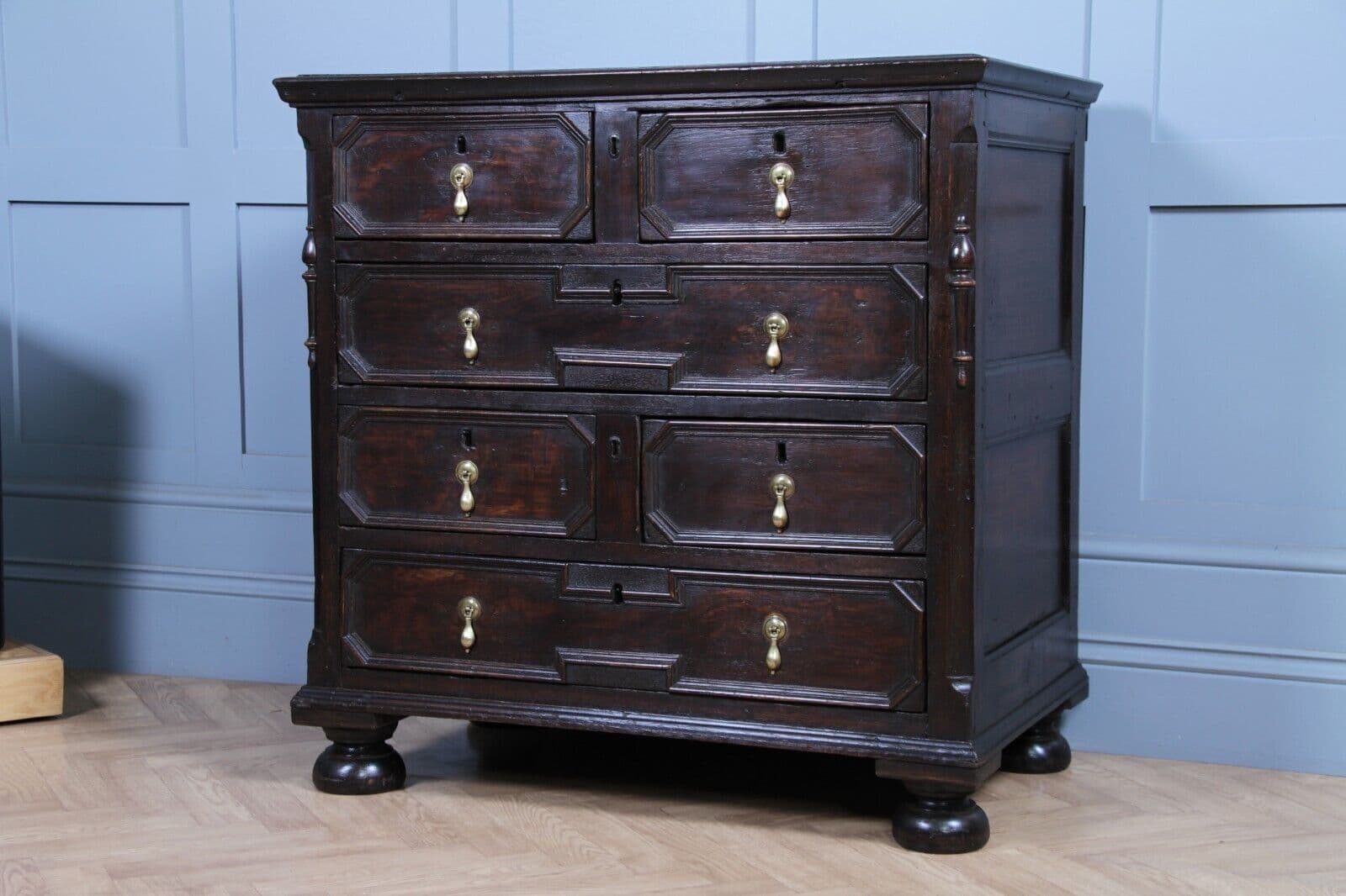 Original 17th Century Antique Jacobean Oak Chest of 6 Drawers Primitive ...
