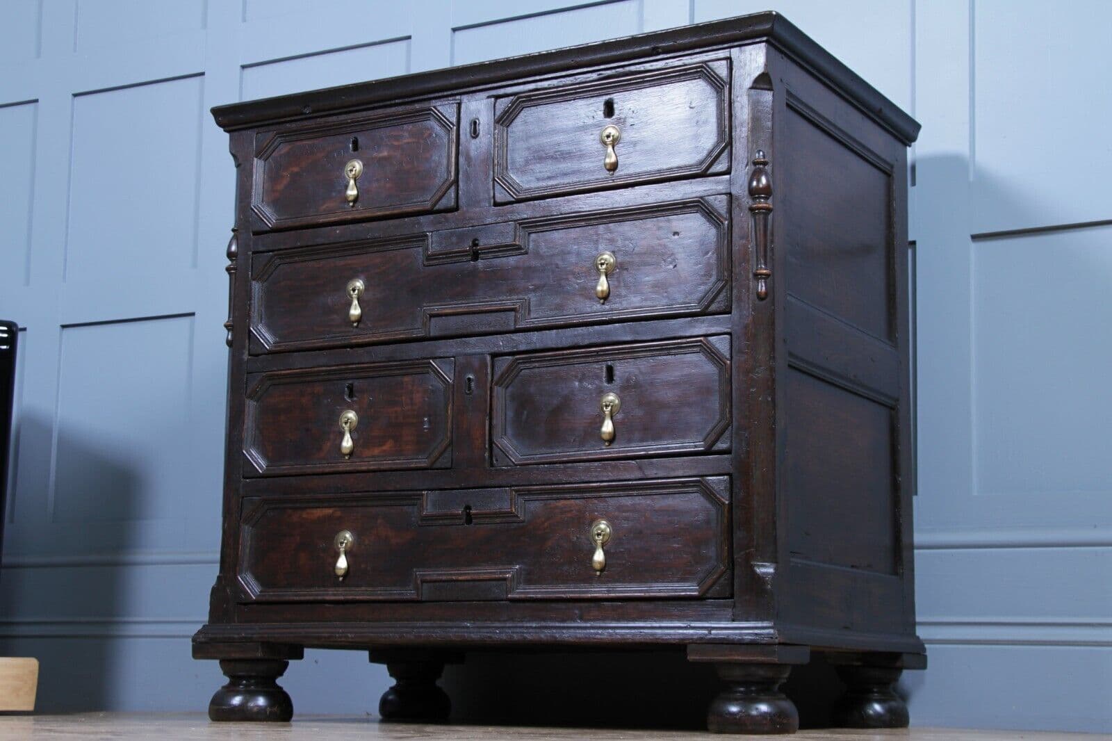 Original 17th Century Antique Jacobean Oak Chest of 6 Drawers Primitive ...
