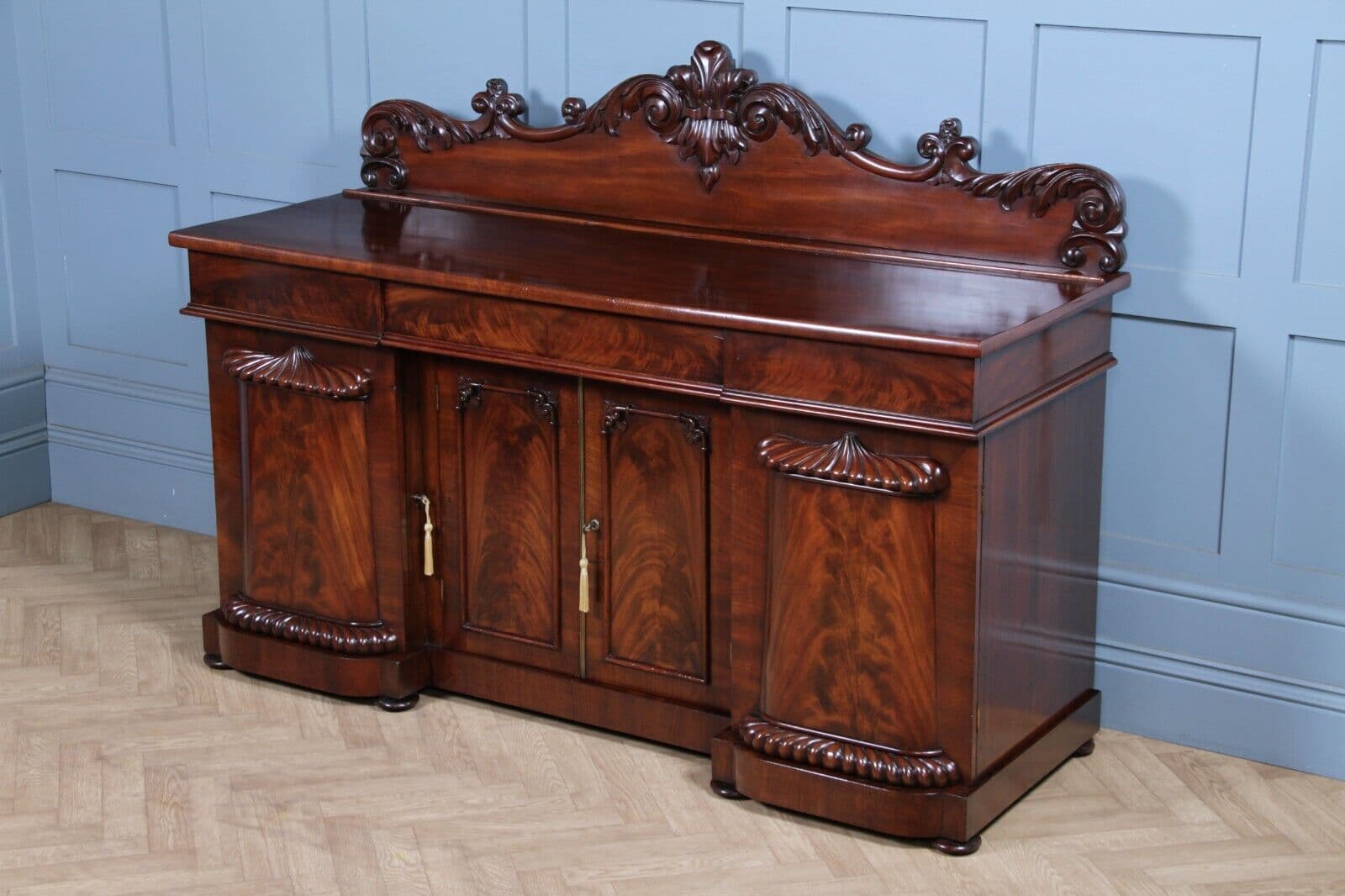 Original Antique Victorian Grand Flame Grain Mahogany Breakfront ...