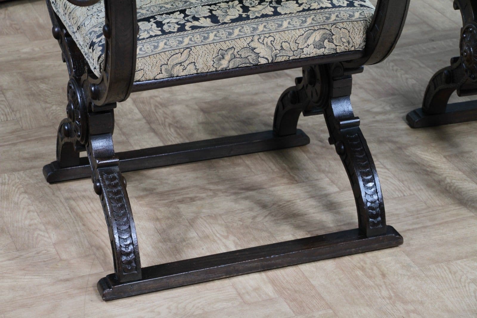 Pair of Oak Curule Dante X-Frame Austro-Hungarian Renaissance Revival ...