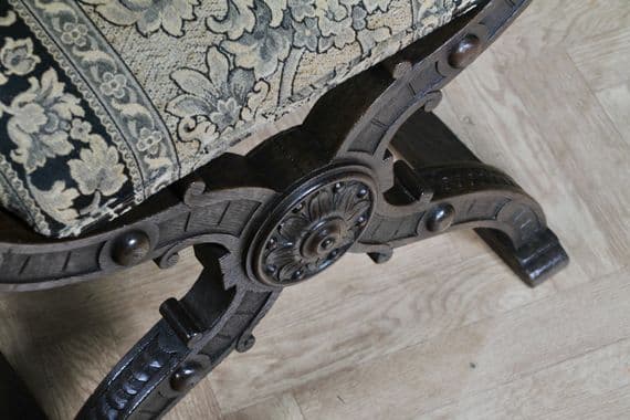 Pair of Oak Curule Dante X-Frame Austro-Hungarian Renaissance Revival ...