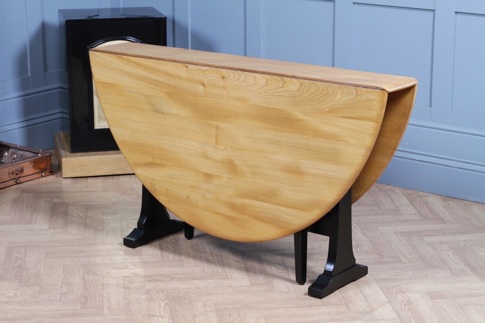 Vintage Ercol Windsor Blonde Elm & Black Painted Base Drop Leaf Gate ...