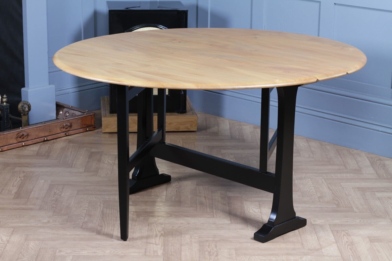 Vintage Ercol Windsor Blonde Elm & Black Painted Base Drop Leaf Gate ...