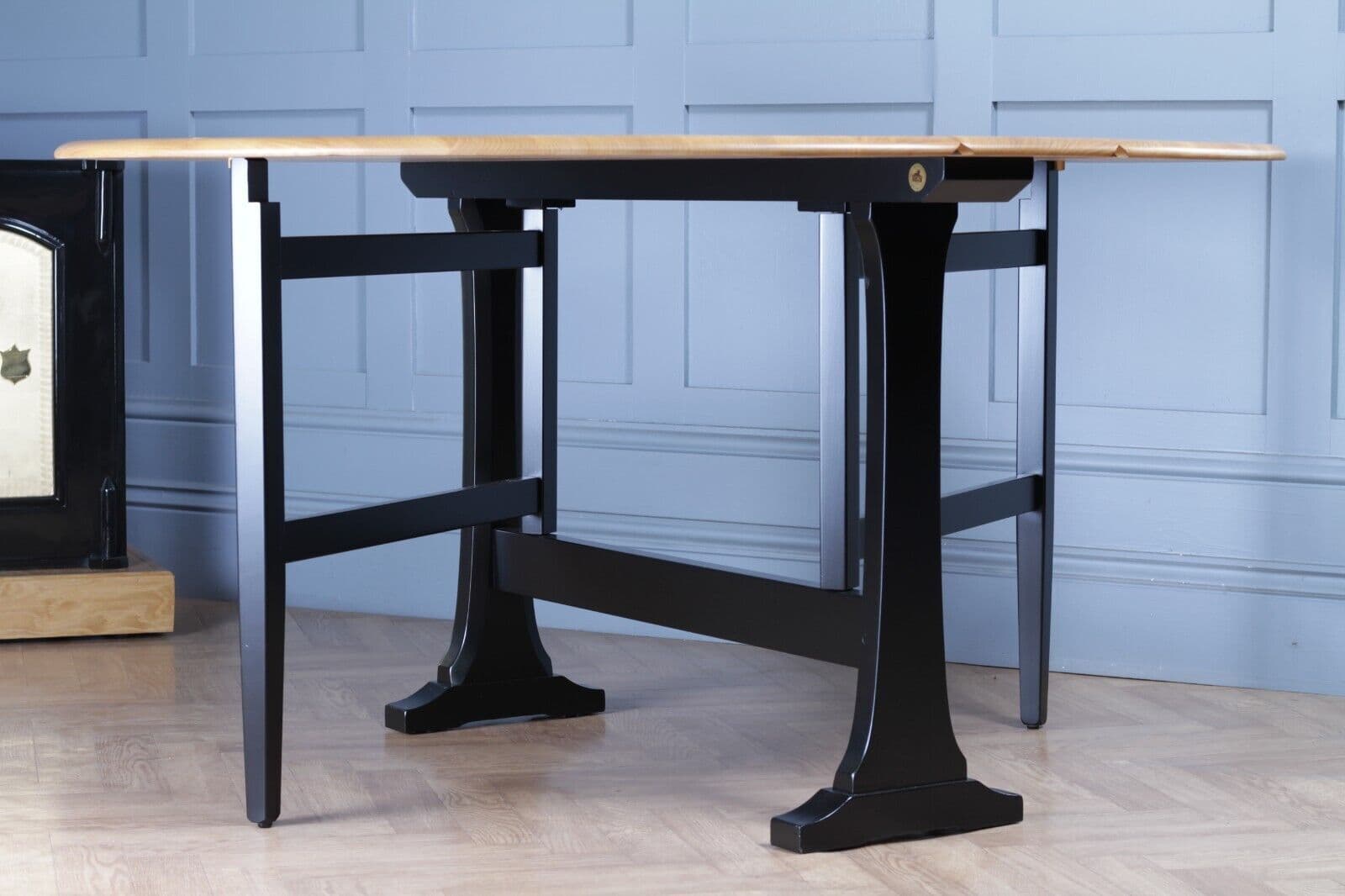 Vintage Ercol Windsor Blonde Elm & Black Painted Base Drop Leaf Gate ...