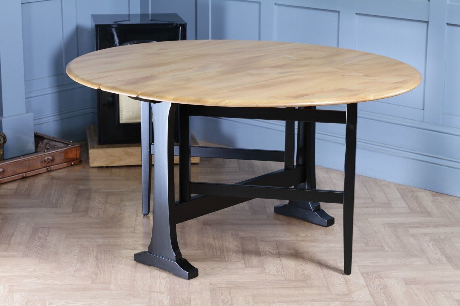 Vintage Ercol Windsor Blonde Elm & Black Painted Base Drop Leaf Gate ...