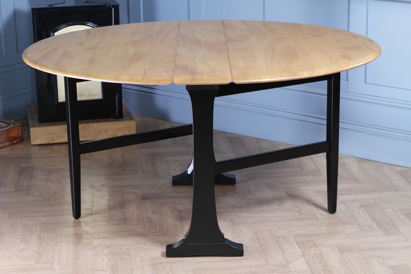 Vintage Ercol Windsor Blonde Elm & Black Painted Base Drop Leaf Gate ...