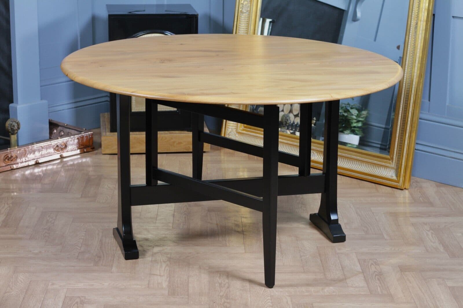 Vintage Ercol Windsor Blonde Elm & Black Painted Base Drop Leaf Gate ...