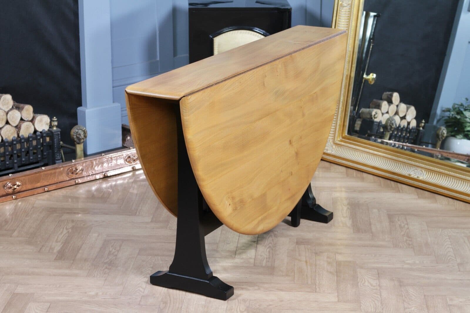 Vintage Ercol Windsor Blonde Elm & Black Painted Base Drop Leaf Gate ...