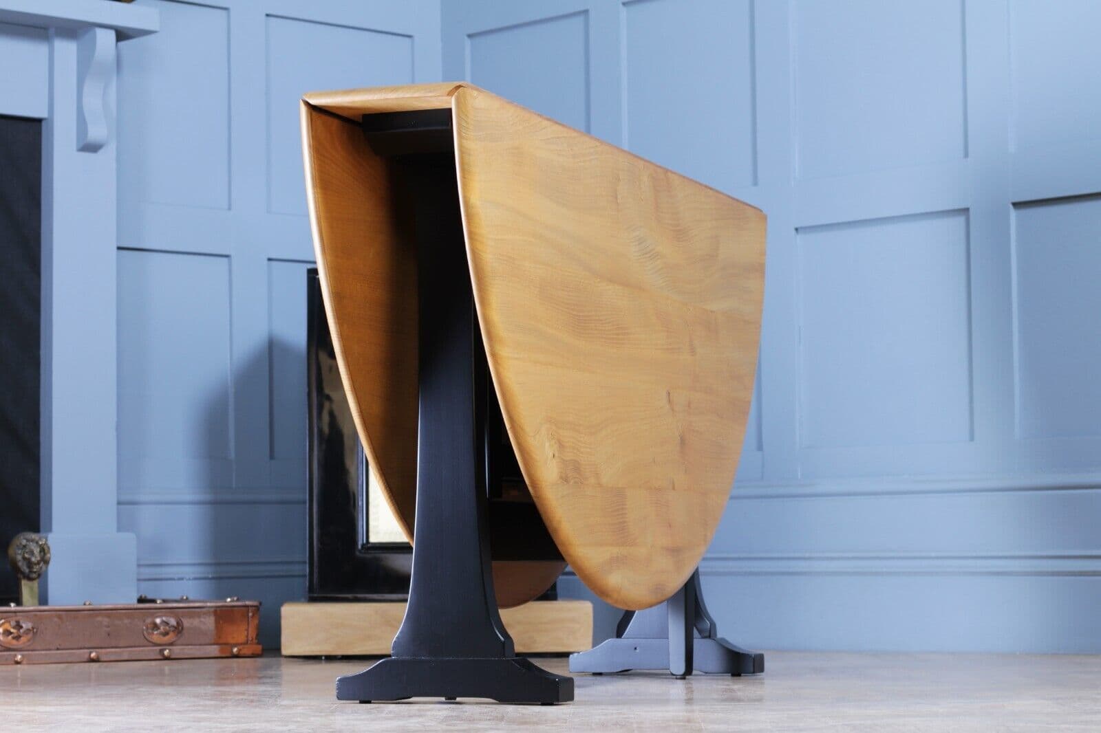 Vintage Ercol Windsor Blonde Elm & Black Painted Base Drop Leaf Gate ...