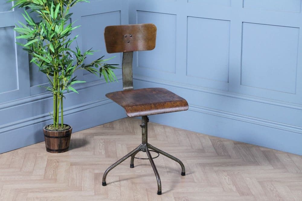 Vintage Industrial Height Adjustable Machinists Engineer Swivel Chair ...