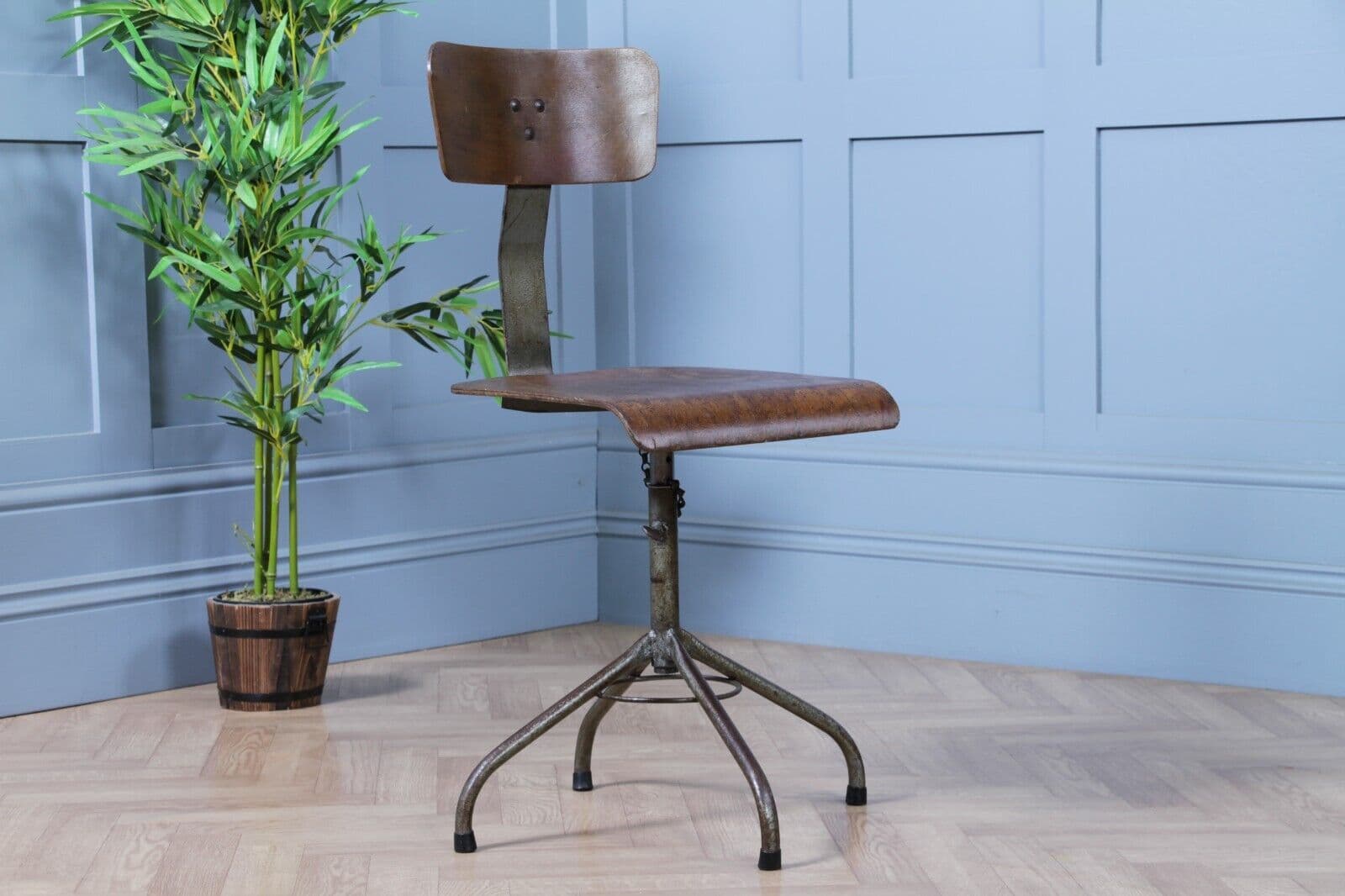 Vintage Industrial Height Adjustable Machinists Engineer Swivel Chair ...