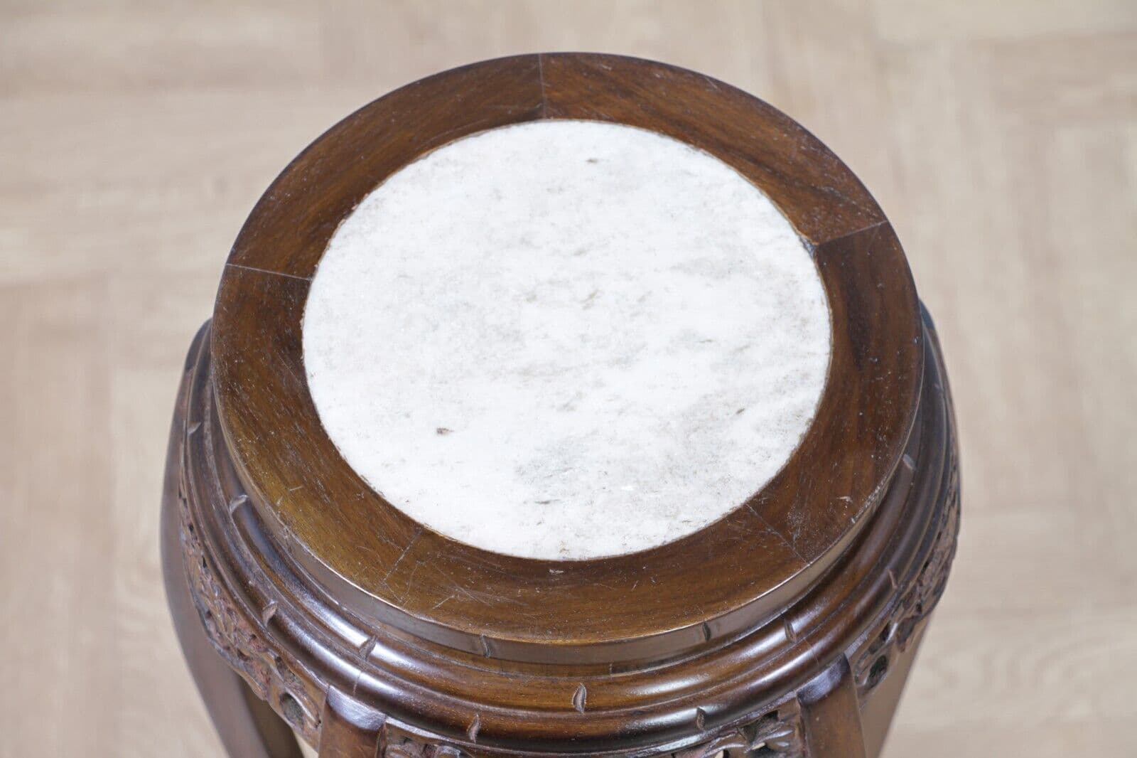Vintage Marble & Solid Hardwood Caved Torchère Jardiniere Plant Stand ...