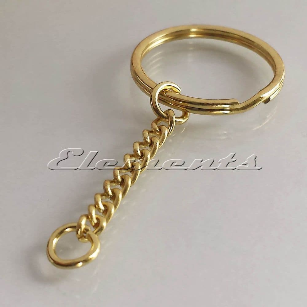 Gold Plated Split Ring with Curb Chain BM093
