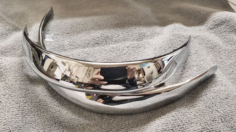 Pair New Genuine Headlamp Chrome Eyebrows 105E Anglia