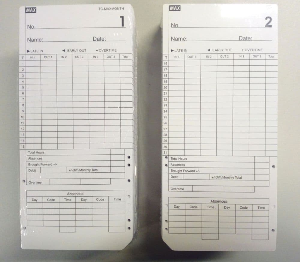TC-MAXMONTH Clock Card pk of 200 - Monthly