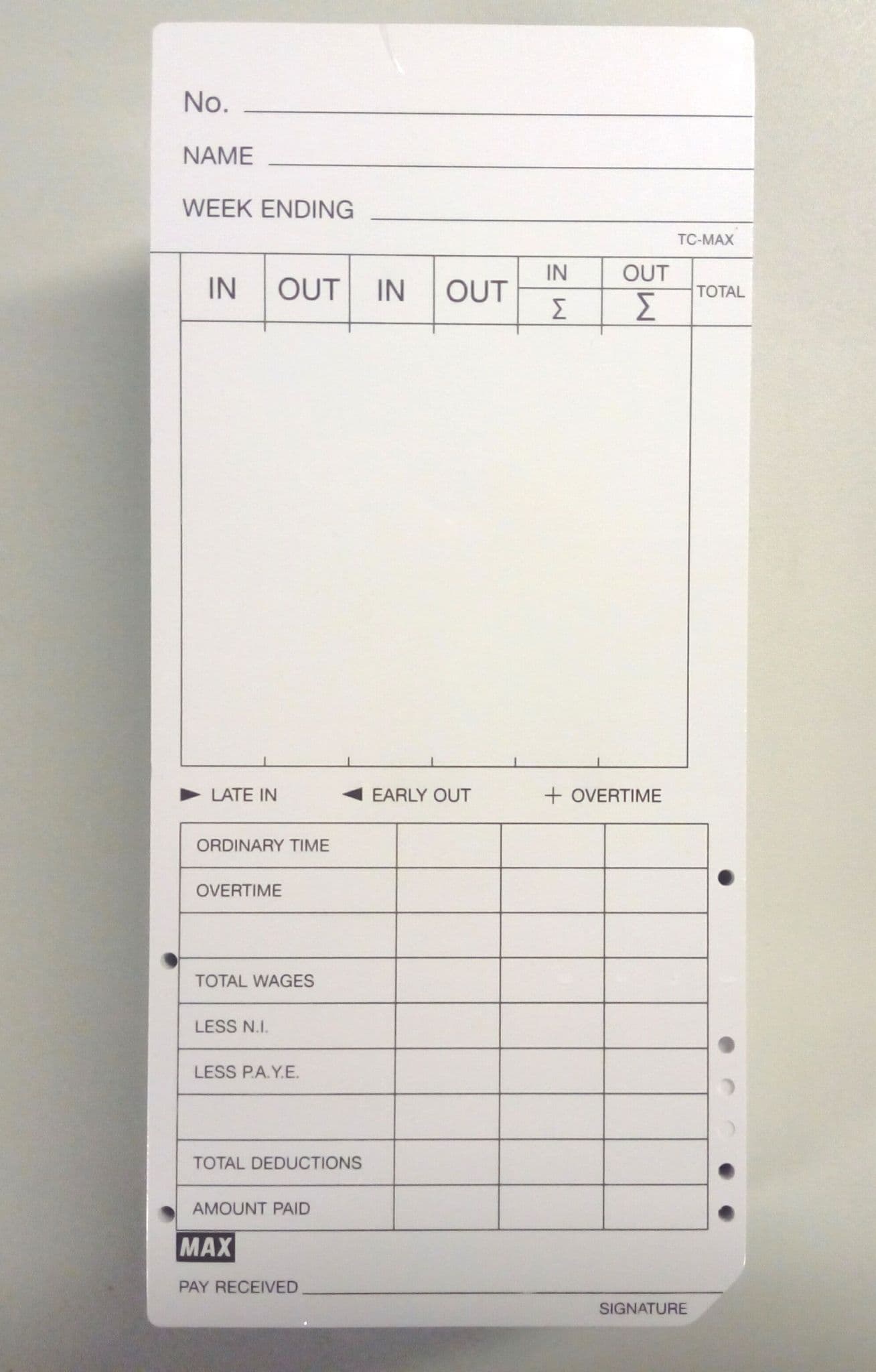 MAX Clock Cards Limited - MAX & SEIKO time attendance specialists