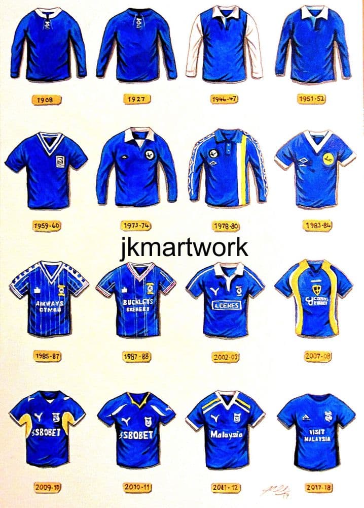 CARDIFF CITY SHIRTS a3 print 1