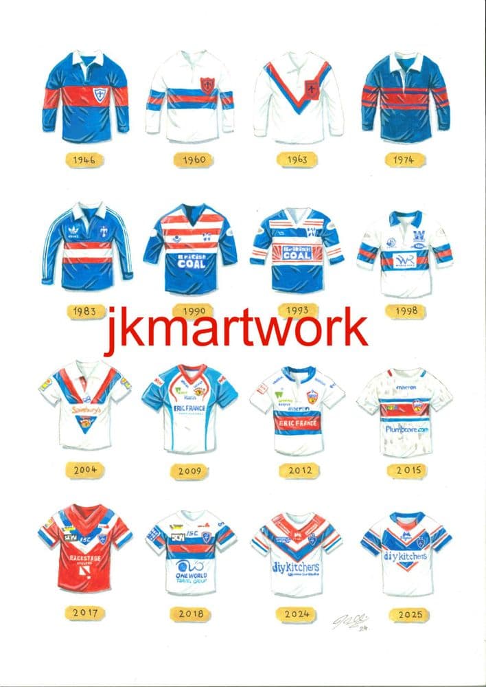 wakefield trinity shirts a3 size print