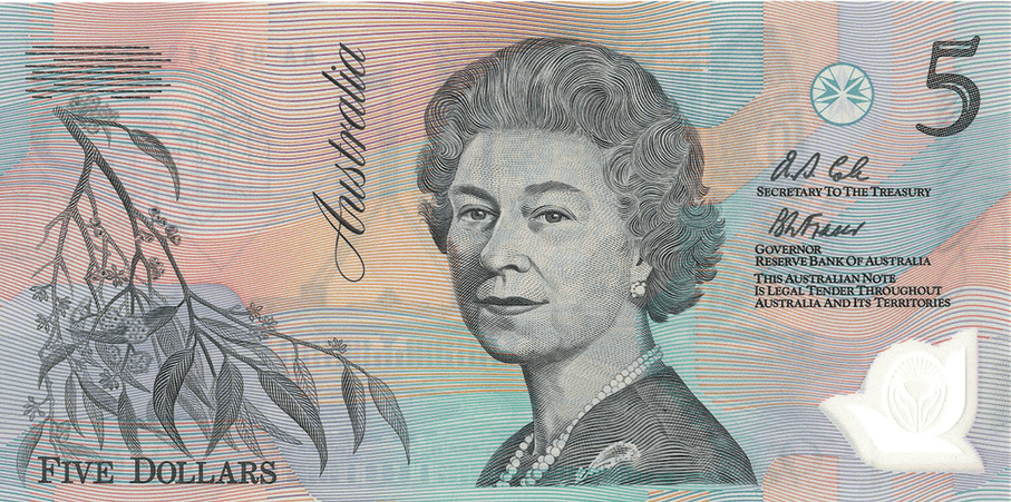 1992 Australian 5 Dollar 5 banknote-Serial AA